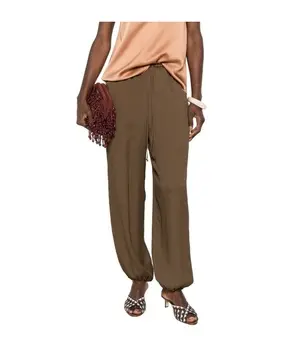 FORTE_FORTE Drawstring Waist Elasticated Hem Trousers - Green