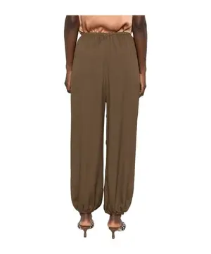 FORTE_FORTE Drawstring Waist Elasticated Hem Trousers - Green