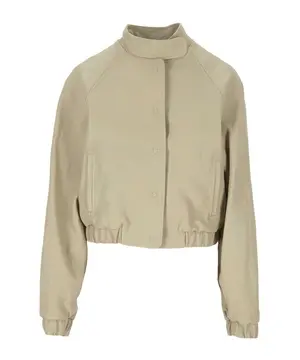Paloma Wool Stand Collar Casual Jacket With Elasticated Waist - Nude