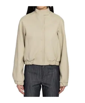 Paloma Wool Stand Collar Casual Jacket With Elasticated Waist - Nude