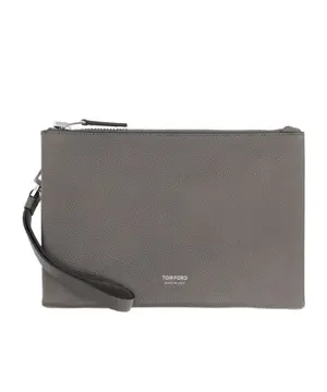 TOM FORD Zip Wristlet Clutch Bag - Grey