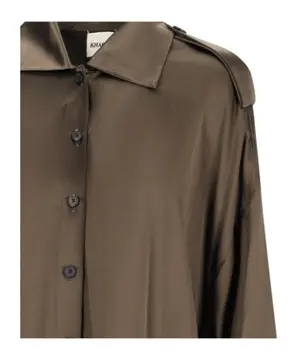 Khaite Long-sleeved Shirt With Lapel Collar - Brown