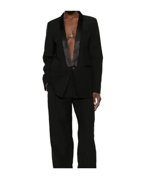 FORTE_FORTE Satin-trim Shawl-lapel Blazer