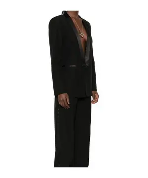 FORTE_FORTE Satin-trim Shawl-lapel Blazer