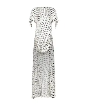 Stella McCartney Polka Dot Round Neck Short Sleeve Maxi Dress - White
