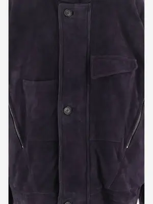 Giorgio Armani Suede High Neck Blouson Coat