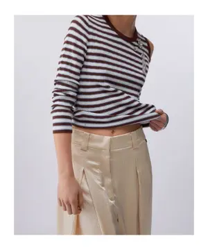 Liu Jo Striped Cut-out Sweater With Jewel Embroidery