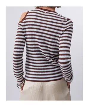 Liu Jo Striped Cut-out Sweater With Jewel Embroidery