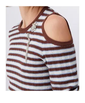 Liu Jo Striped Cut-out Sweater With Jewel Embroidery