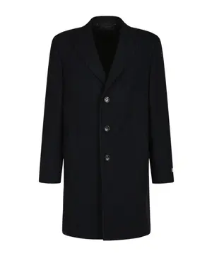 Canali Long-sleeved Collared Coat - Black