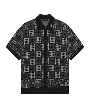 Amiri Ma Quad Checker Crochet Shirt - Black