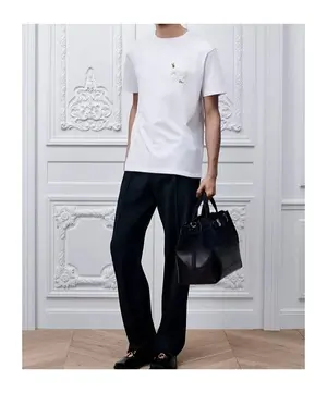 Dior T-shirt With Flower Bee Embroidery, Relaxed Fit - Black