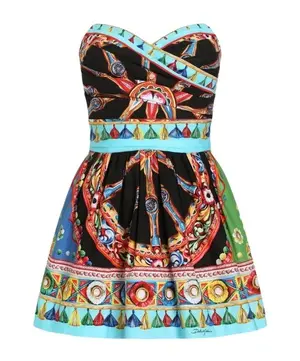 Dolce & Gabbana Carretto Printed Strapless Mini Dress - Multicolour