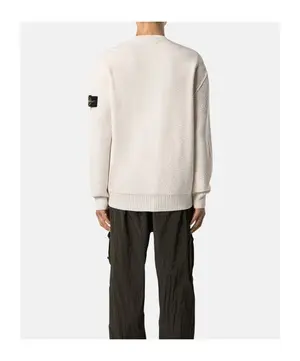 Stone Island V-neck Cardigan With Pockets - Ivory