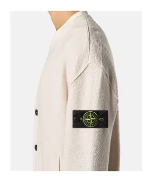 Stone Island V-neck Cardigan With Pockets - Ivory