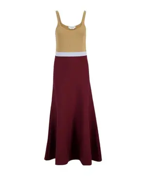 Gabriela Hearst Flaminius Ribbed-knit Sleeveless Midi Dress - Bordeaux Multi