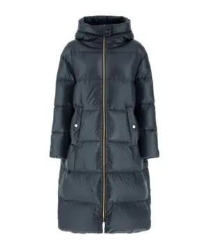 Herno Padded Zip-up Long Coat - Navy Blue
