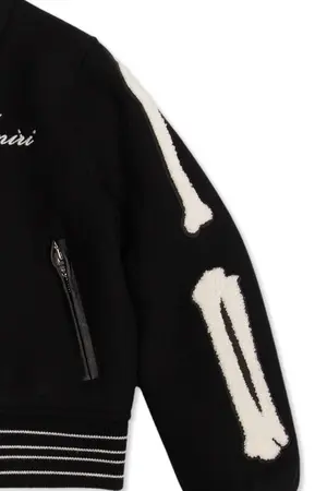 Amiri Long Sleeve Jacket With Embroidered Logo And Ribbed Trims