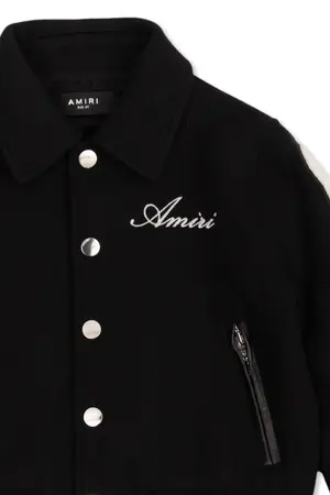 Amiri Long Sleeve Jacket With Embroidered Logo And Ribbed Trims
