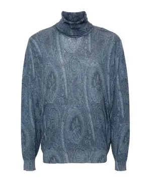 Etro Paisley-jacquard Sweater - Navy Blue