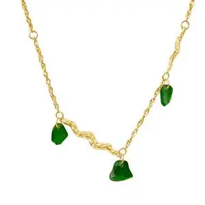 GLASSTYK Palmebølge Anklet Gold - Green