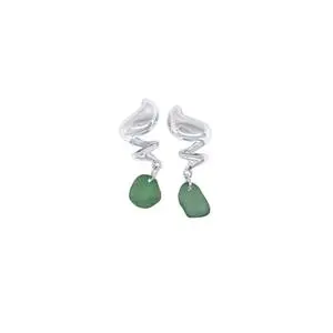 GLASSTYK Freshwater Sea Glass Earrings Steel - Blue