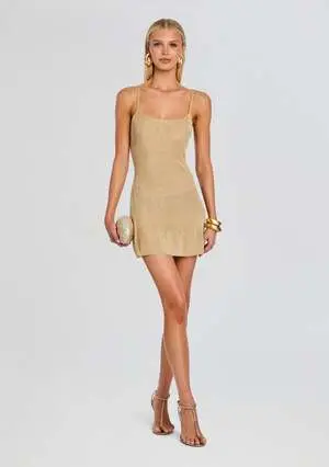 SEROYA Azriel Knit Mini Dress - Gold