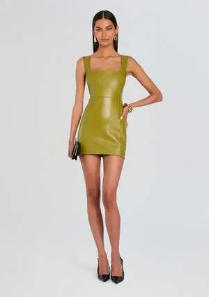 Retrofete Tilde Leather Mini Dress - Basil