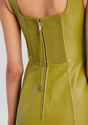 Retrofete Tilde Leather Mini Dress - Basil