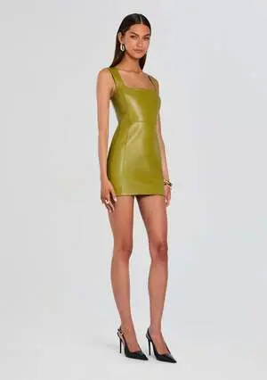 Retrofete Tilde Leather Mini Dress - Basil