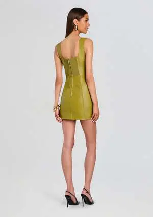 Retrofete Tilde Leather Mini Dress - Basil