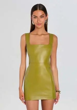 Retrofete Tilde Leather Mini Dress - Basil