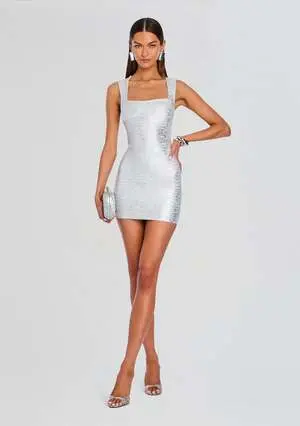 Retrofete Saskia Bandage Knit Dress - Silver