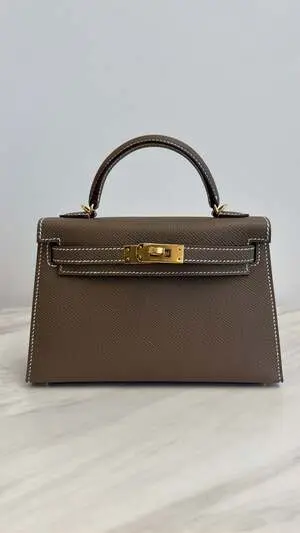 Hermès Mini Kelly Etoupe Epsom Gold Hardware - Brown