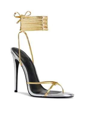 Femme La Athens Lace Up Stiletto Sandals - Silver