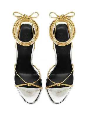 Femme La Athens Lace Up Stiletto Sandals - Silver