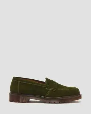 Dr. Martens Repello Calf Suede Moc Toe Penny Loafers - Green