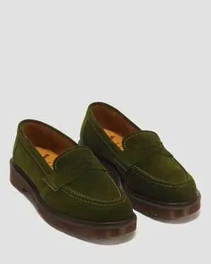 Dr. Martens Repello Calf Suede Moc Toe Penny Loafers - Green