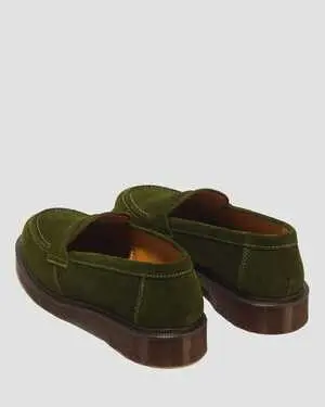Dr. Martens Repello Calf Suede Moc Toe Penny Loafers - Green