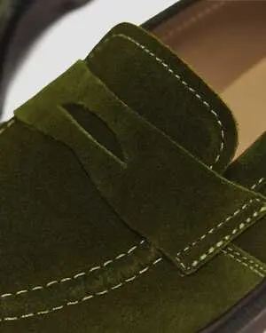 Dr. Martens Repello Calf Suede Moc Toe Penny Loafers - Green