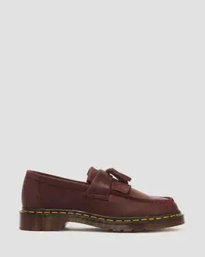 Dr. Martens Adrian Crazy Horse Leather Tassel Loafers - Red