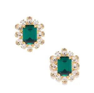 THE PINK REEF Europe Crystal Stud In Emerald - Green