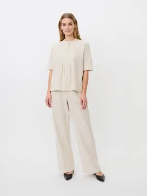 MASAI COPENHAGEN Mapippie Linen-blend Pinstripe Trousers