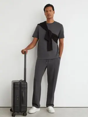 REISS Barton Sueded Interlock Jersey Modern-fit T-shirt - Charcoal Grey