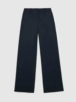 REISS Solene Wool-blend Wide-leg Suit Trousers - Navy