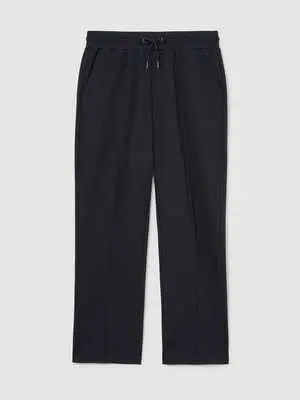 REISS Form Sueded Interlock Jersey Straight-leg Joggers - Navy