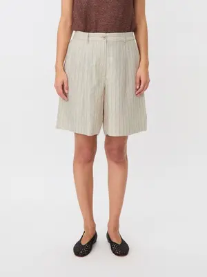 MASAI COPENHAGEN Mapauletta Linen-blend Pinstripe Shorts - Fog