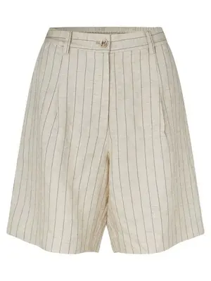 MASAI COPENHAGEN Pinstripe Linen-blend Wide-leg Shorts
