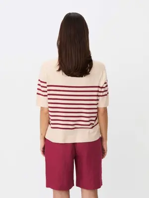 MASAI COPENHAGEN Striped Short Sleeve Knit Top