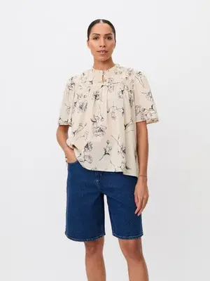 MASAI COPENHAGEN Floral Keyhole Blouse